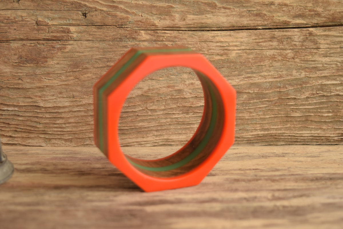 Orange, Teal & Wood Octagon Bangle – YournNonce