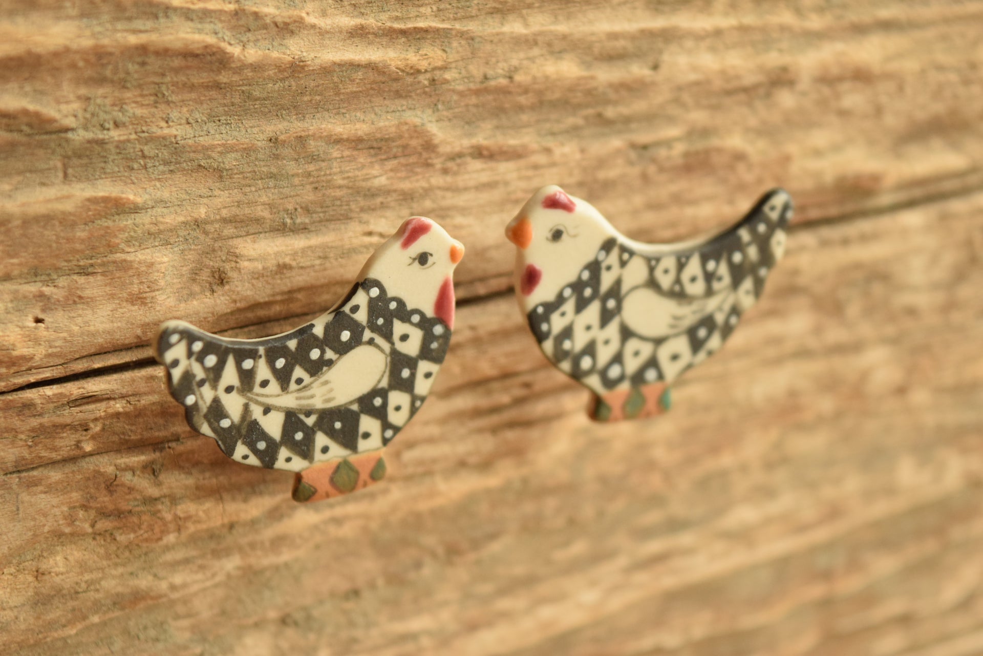 Harlequin Chicken Earrings – YournNonce