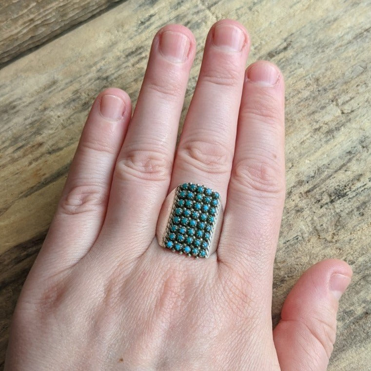 Vintage Zuni Snake Eye Turquoise Ring - Size 8 Pete & Vivian Haloo ...